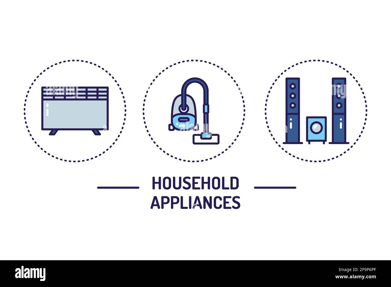 Household appliances color line icons set. Home and kitchen electronics ...