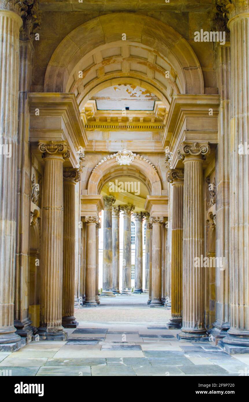 antique columns arcade built in sanssouci park in potsdam, germany ...