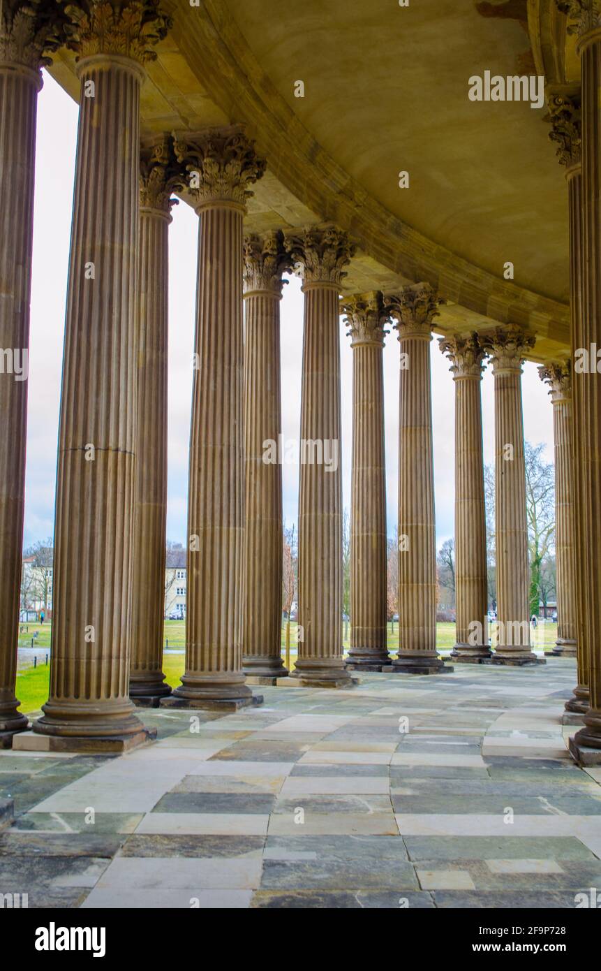 antique columns arcade built in sanssouci park in potsdam, germany ...
