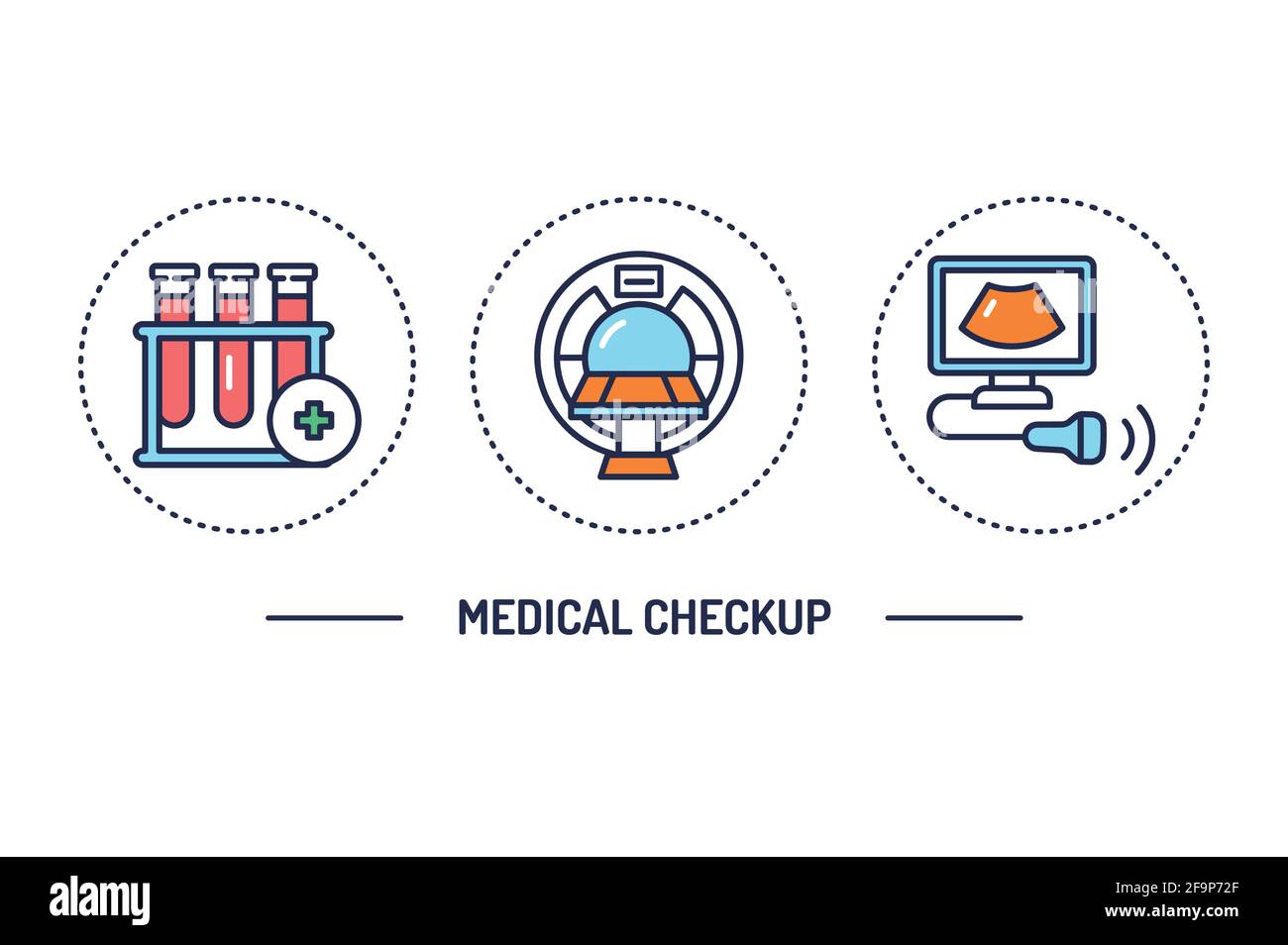 Medical examination color line icons set. Outline pictograms for web ...