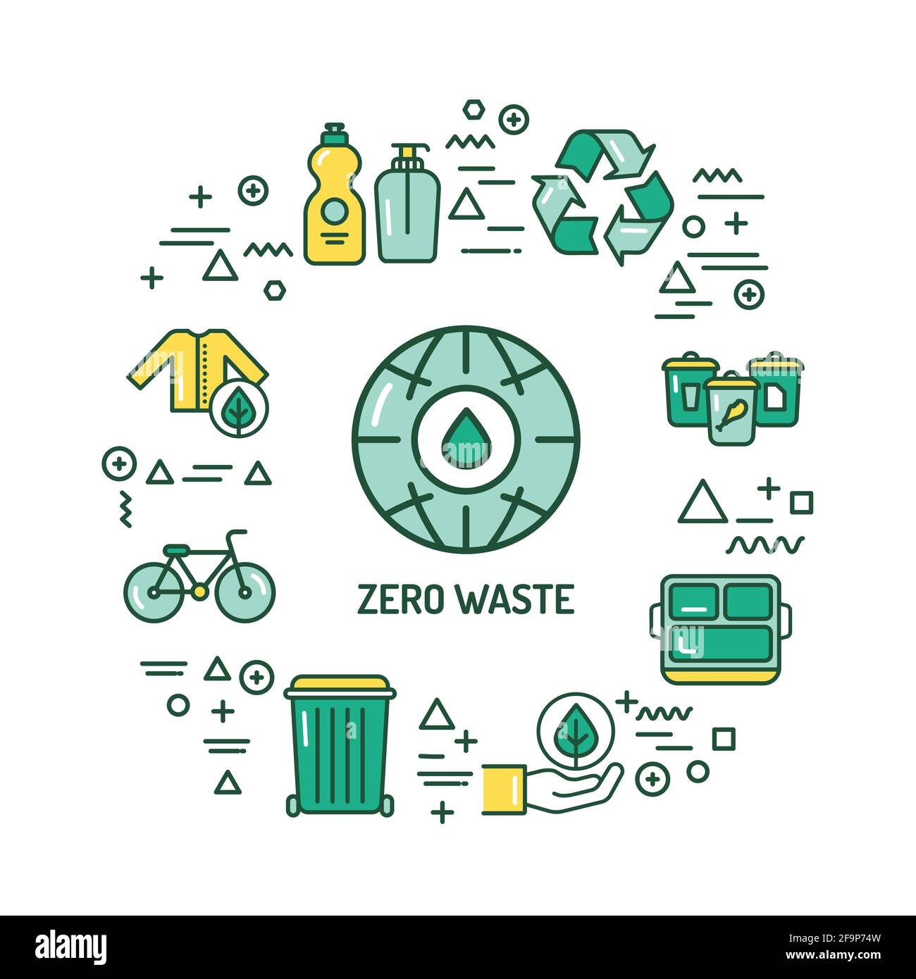 Zero waste web banner. Infographics with linear icons on white ...