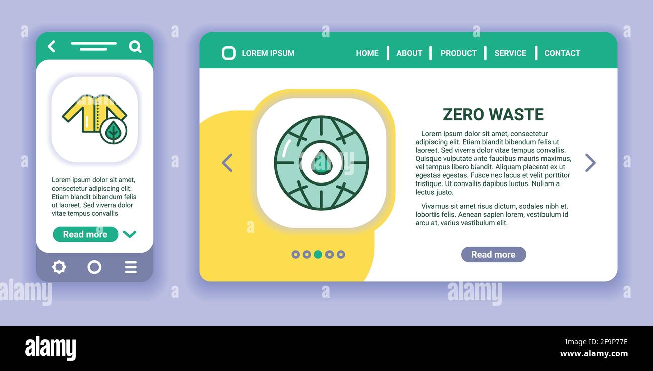 Zero waste web banner and mobile app kit. Outline vector illustration ...
