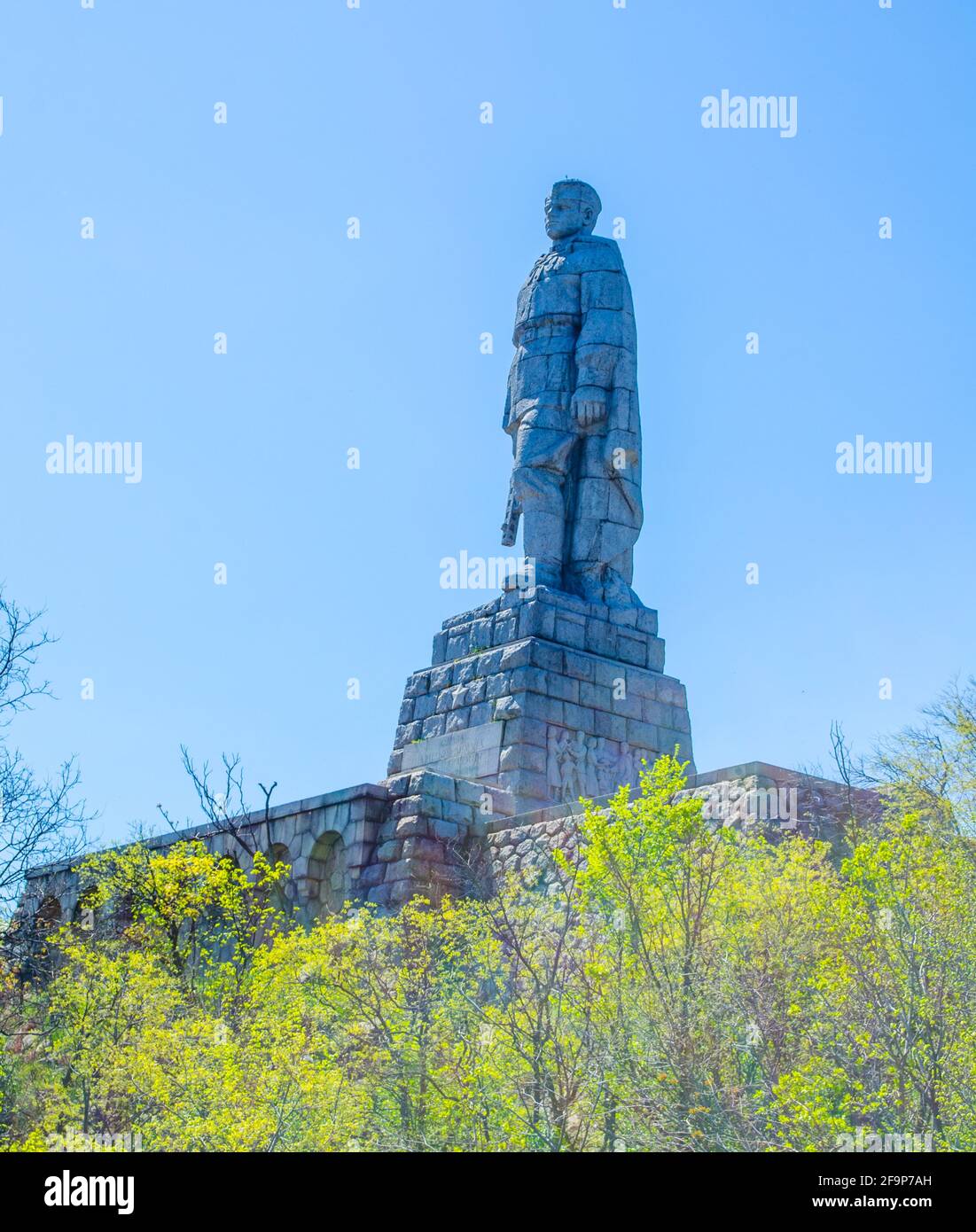 statue of soviet soldier situated on the top of bunarjik hill in ...