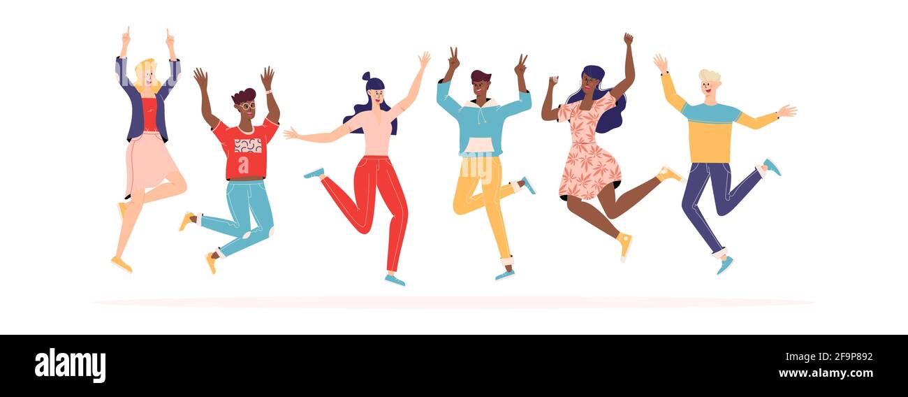 Happy jumping people Stock Vector Image & Art - Alamy