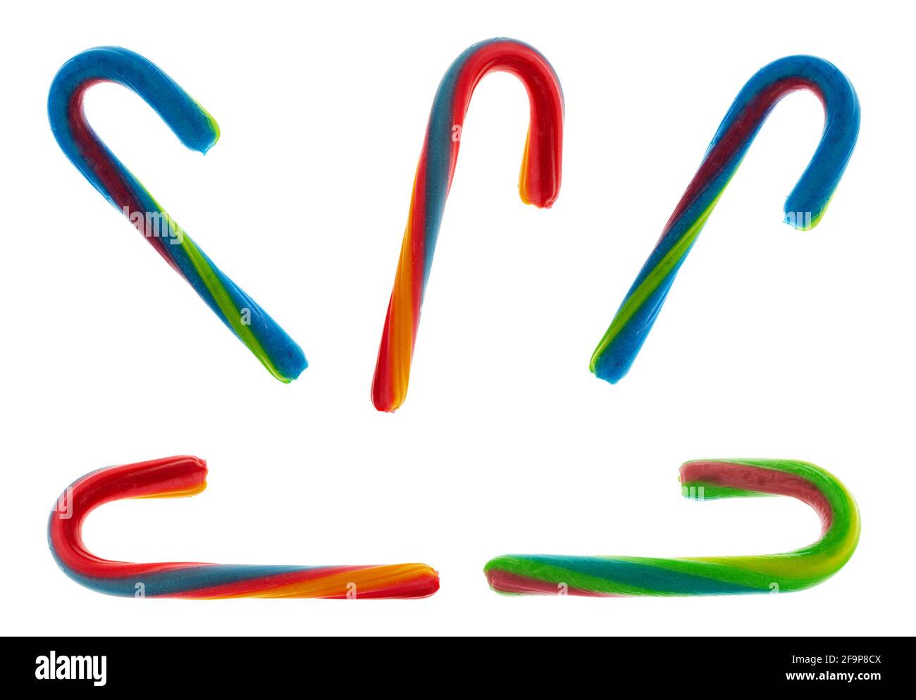 Five striped candy canes isolated on a white background Stock Photo - Alamy