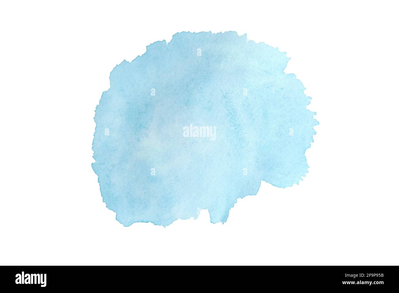 Blue spot on watercolor paper, ink drop. Abstract azure stain on white ...