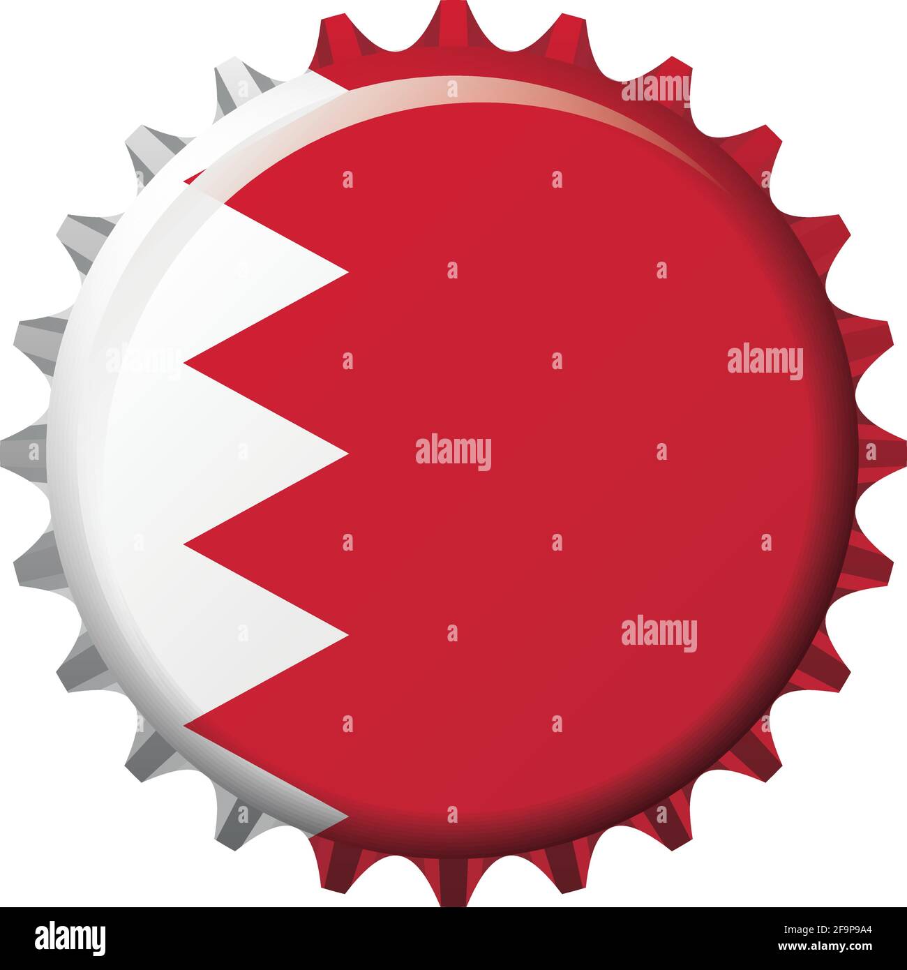 National flag of Bahrain on a bottle cap. Vector Illustration Stock ...