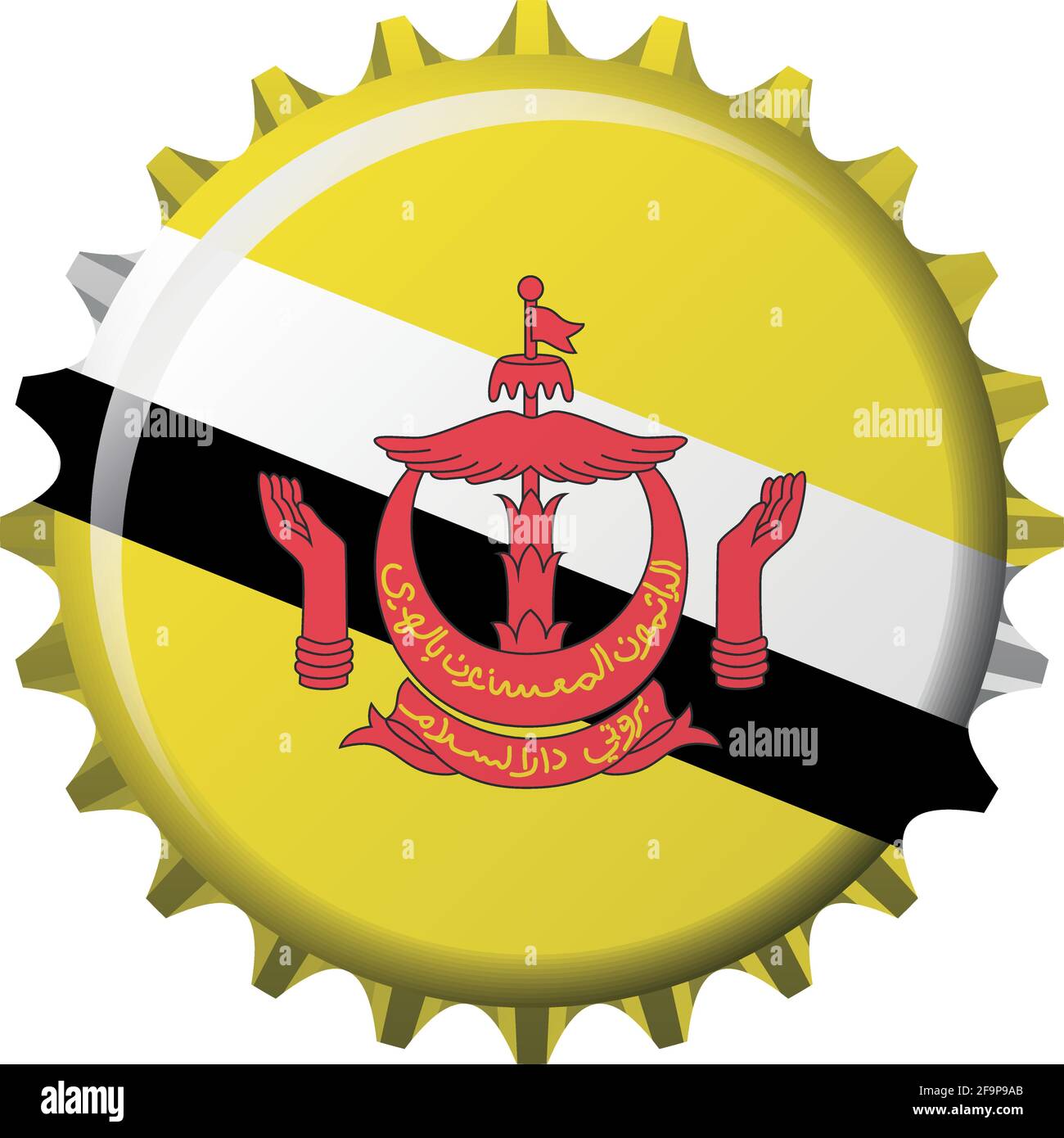 National flag of Brunei on a bottle cap. Vector Illustration Stock ...
