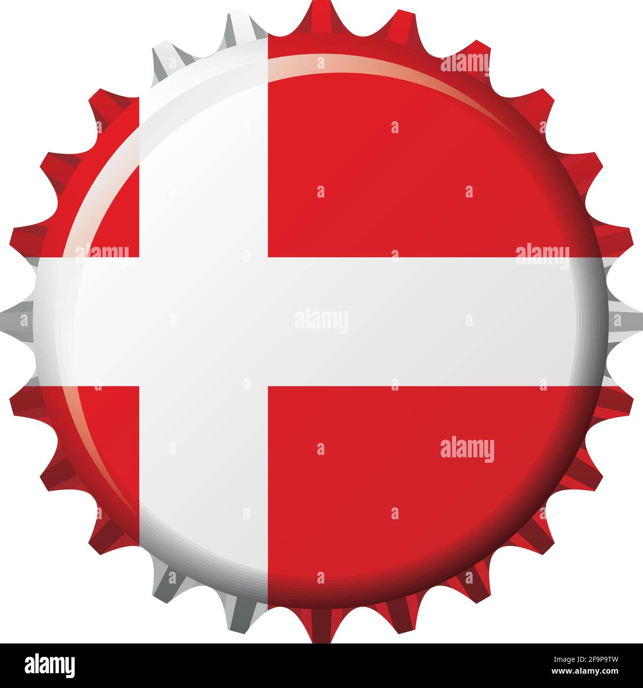 National flag of Denmark on a bottle cap. Vector Illustration Stock ...