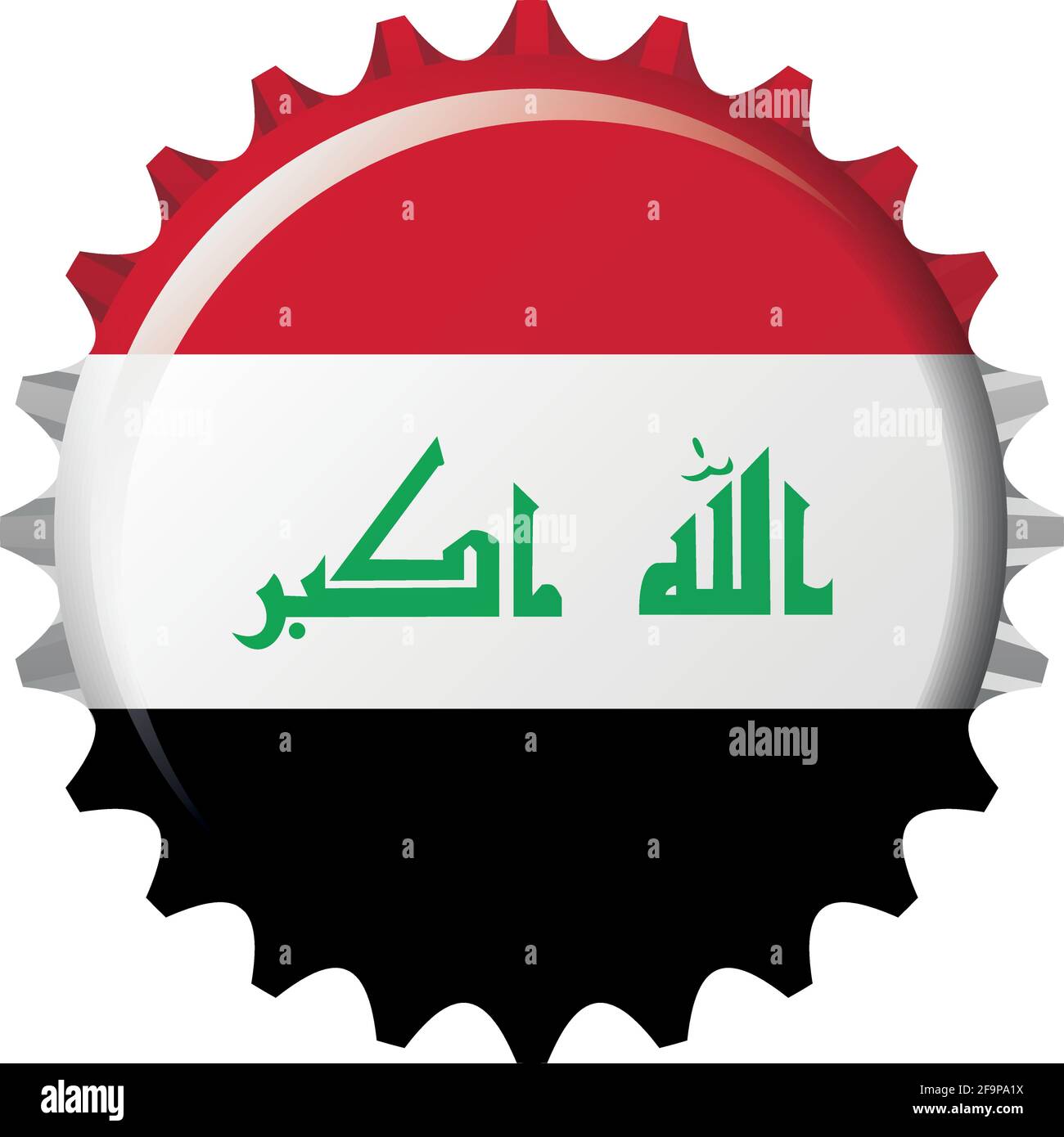 National flag of Iraq on a bottle cap. Vector Illustration Stock Vector ...