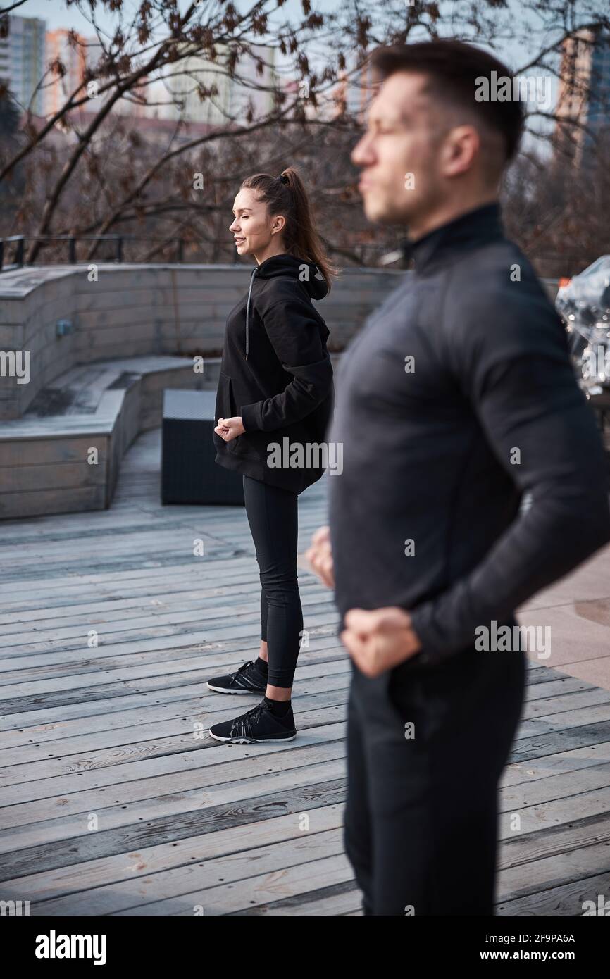 Hand pushing closed hi-res stock photography and images - Alamy