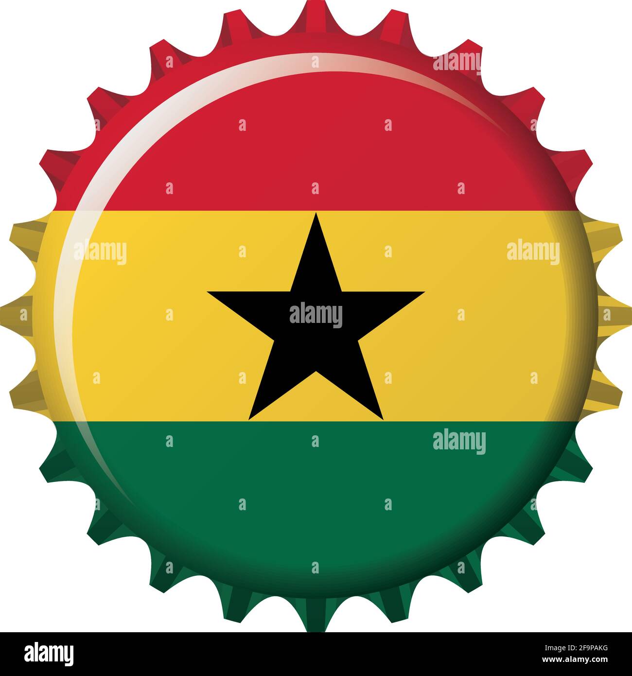National flag of Ghana on a bottle cap. Vector Illustration Stock ...