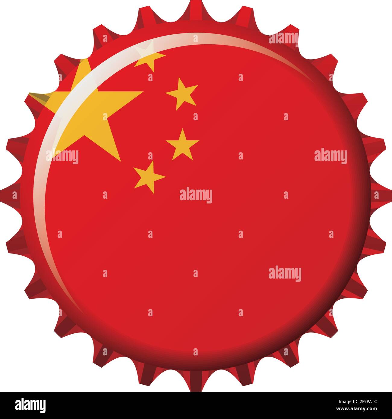 National flag of China on a bottle cap. Vector Illustration Stock ...