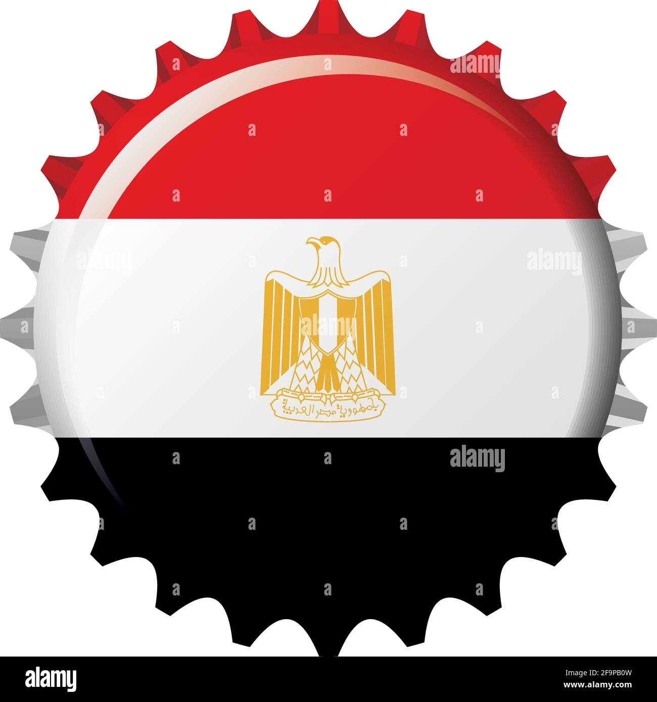 National flag of Egypt on a bottle cap. Vector Illustration Stock ...