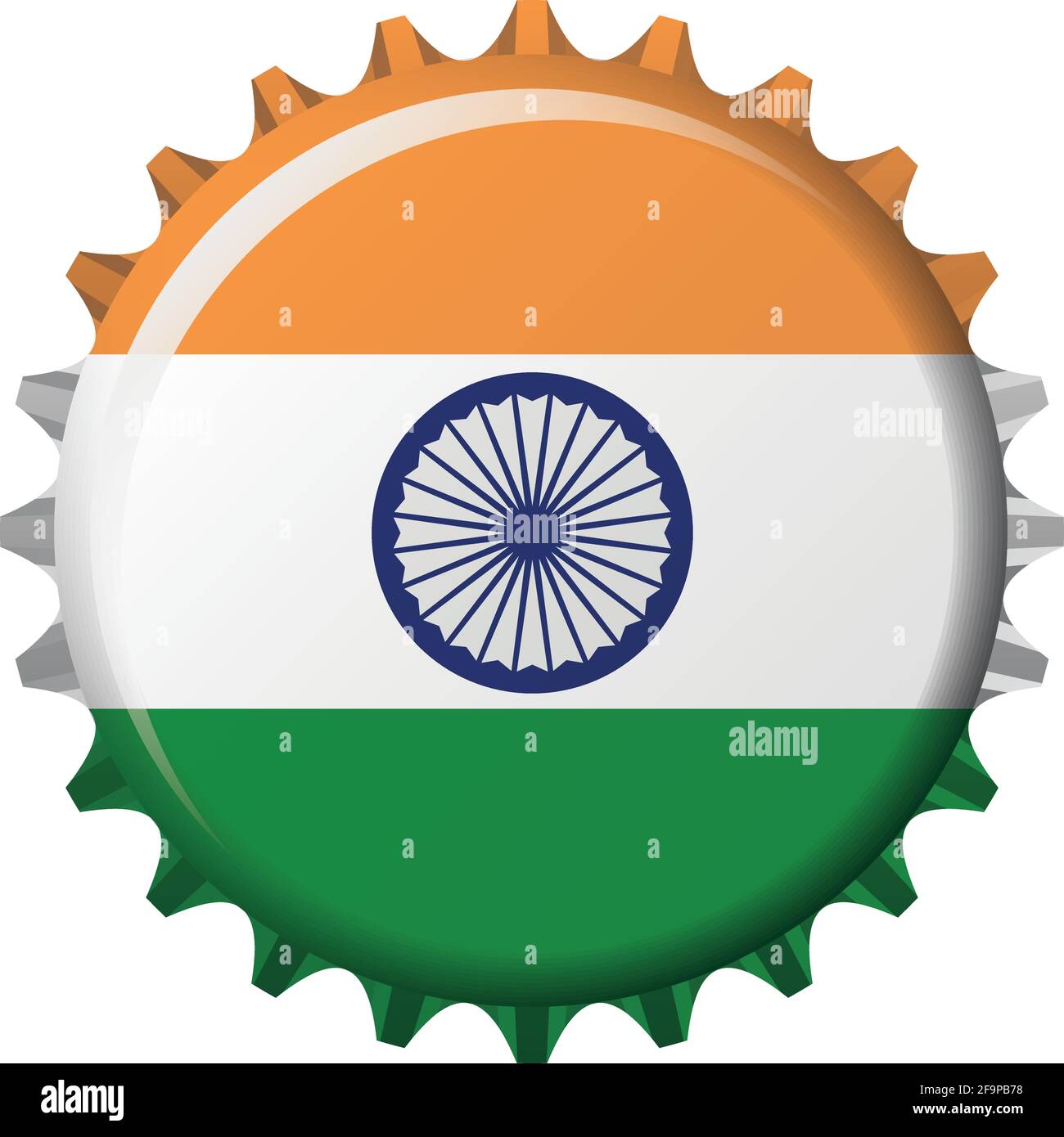 National flag of India on a bottle cap. Vector Illustration Stock ...