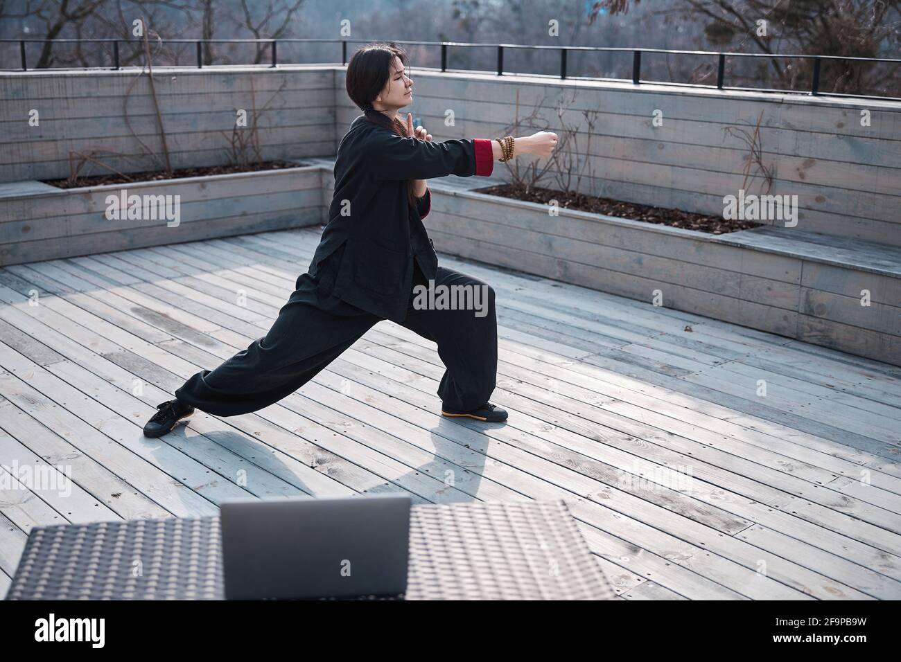 Right hand strike practised by a female martial artist Stock Photo - Alamy