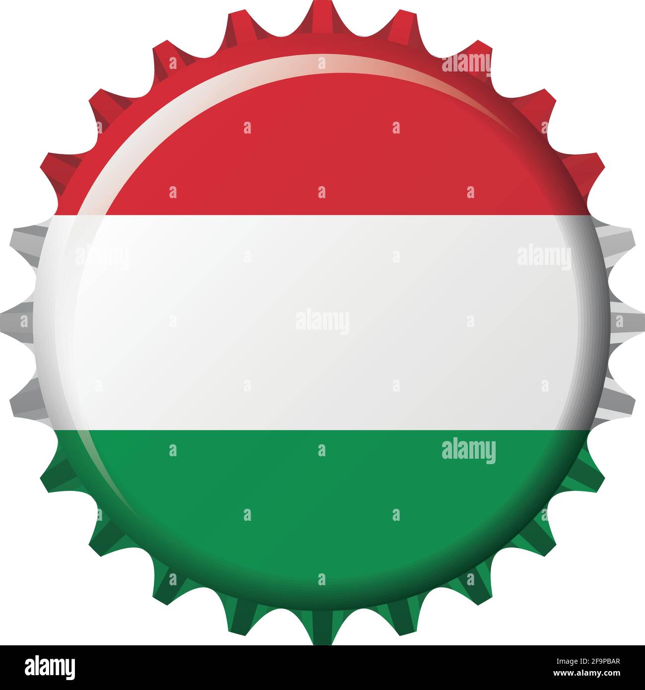 National flag of Hungary on a bottle cap. Vector Illustration Stock ...
