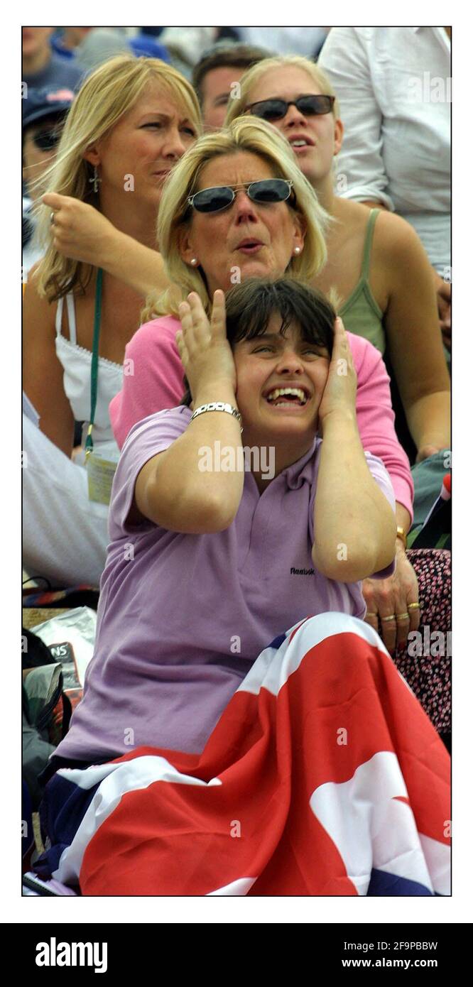 Henmania......on Henman Hill at Wimbledon pic David Sandison 4/7/2002 ...