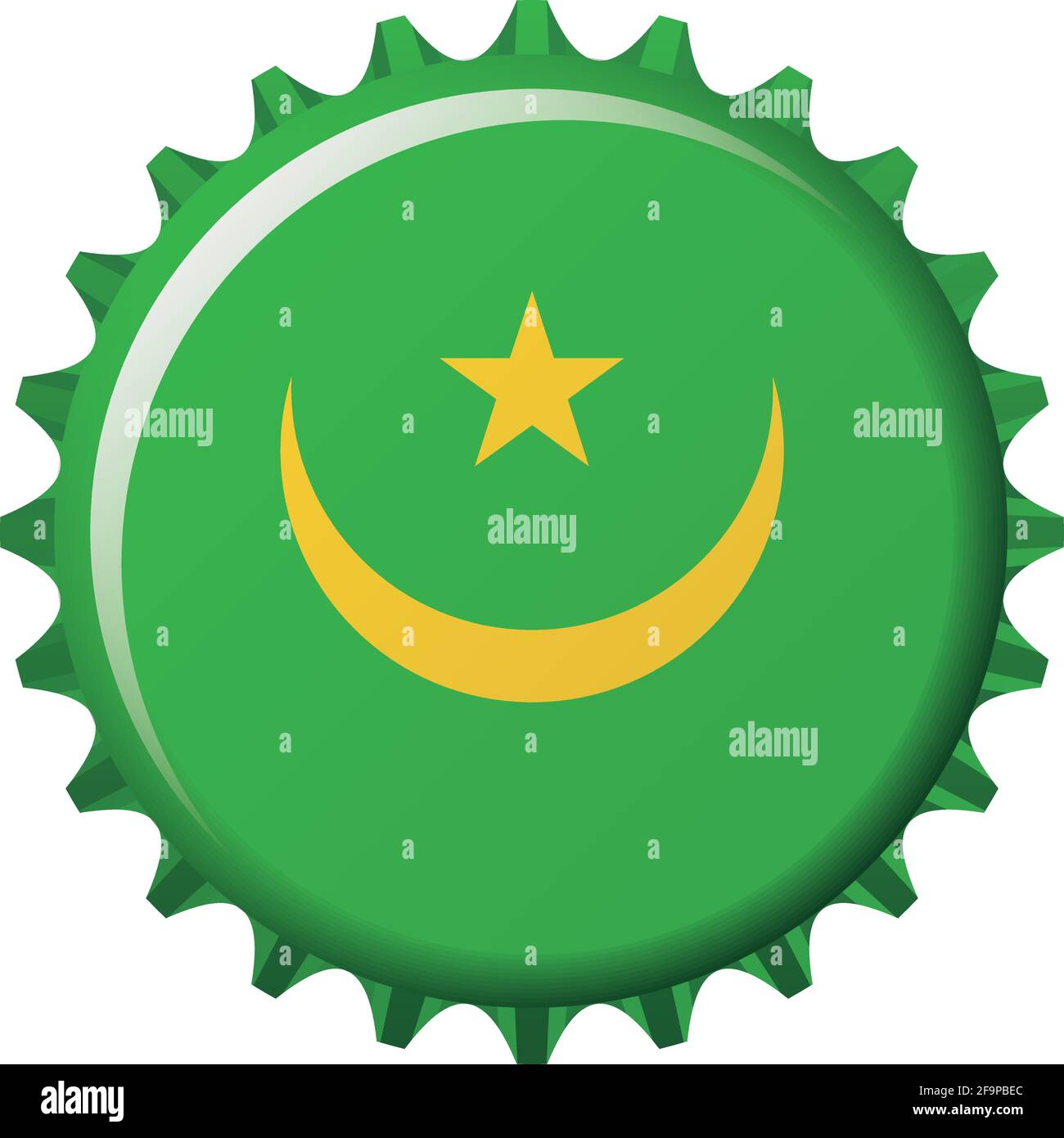 National Flag Of Mauritania On A Bottle Cap Vector Illustration Stock