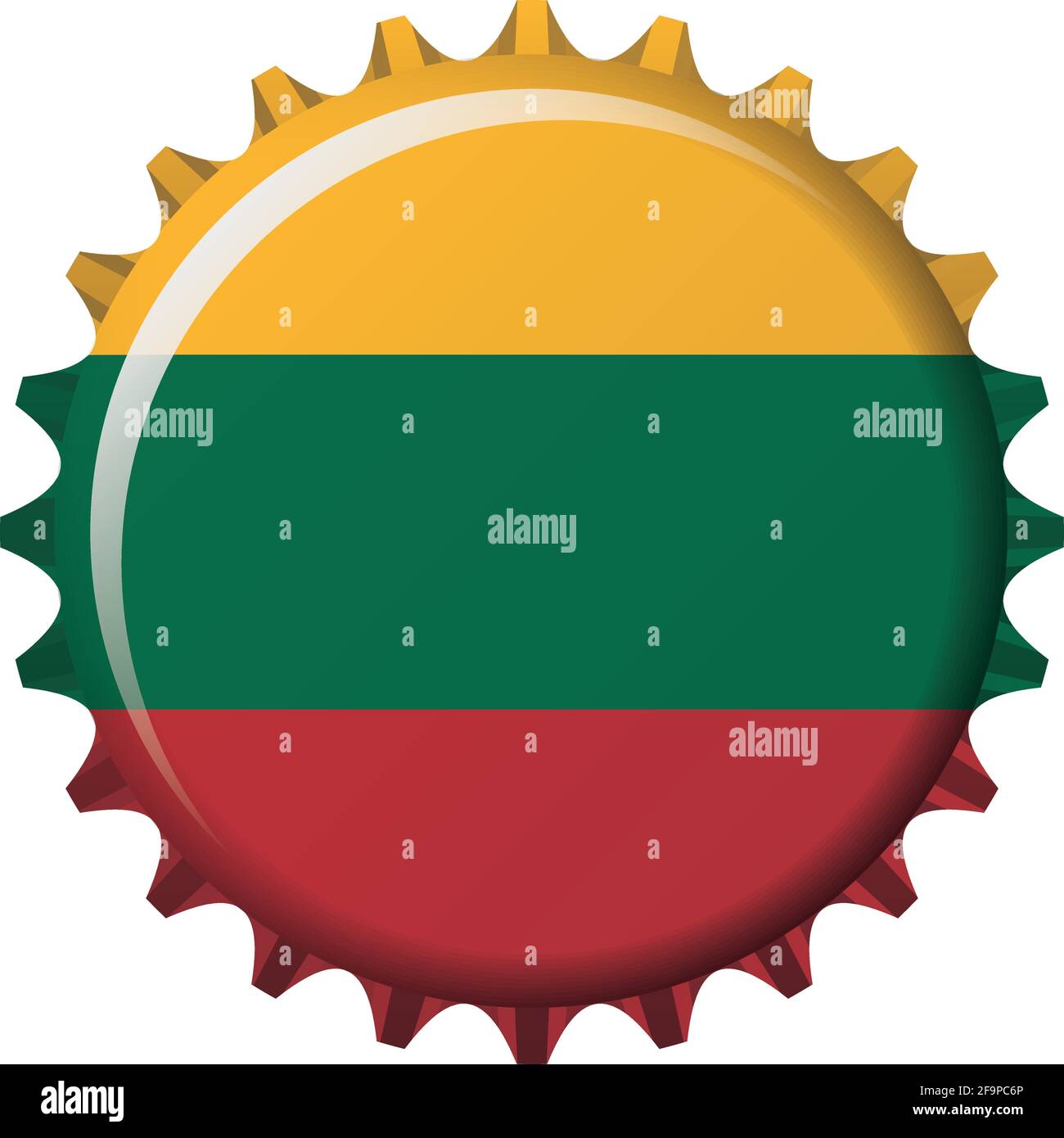 National flag of Lithuania on a bottle cap. Vector Illustration Stock ...
