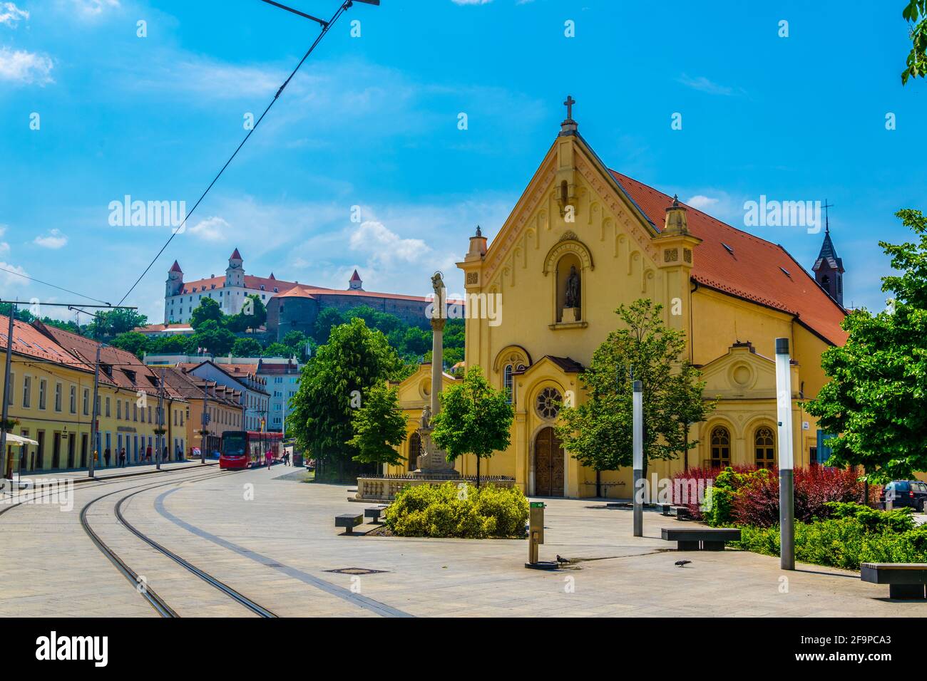 St. Stephan Capuchin church and Bratislava castle, Slovakia Stock Photo - Alamy