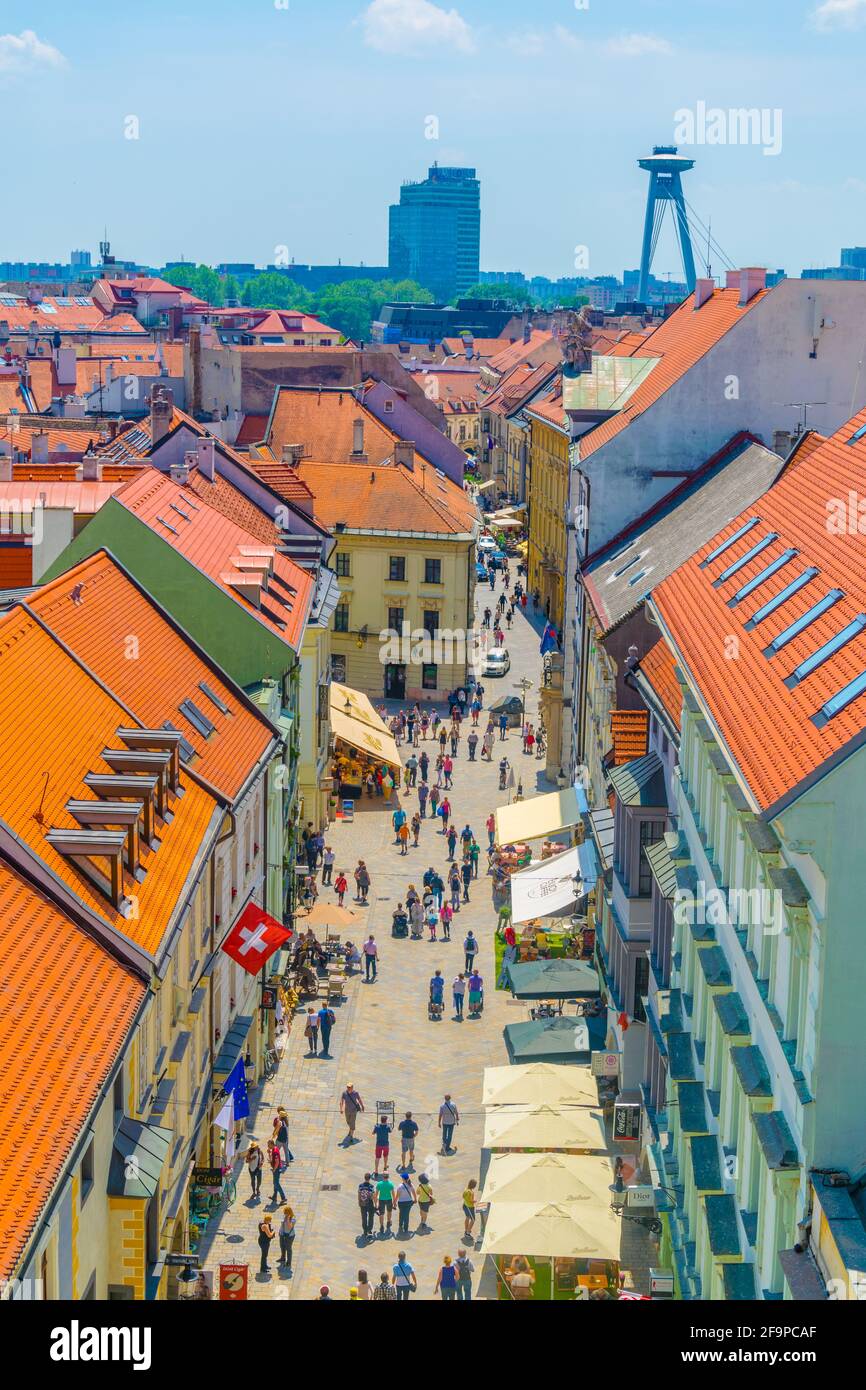 aerial view of the michalska street taken from the michalska tower in ...