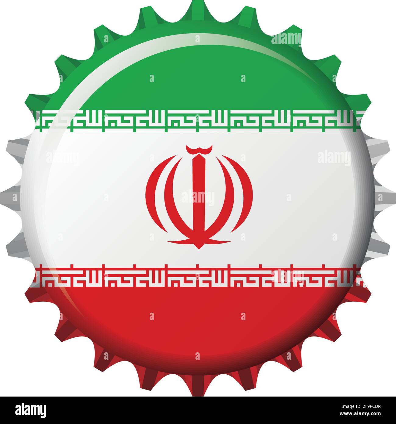 National flag of Iran on a bottle cap. Vector Illustration Stock Vector ...