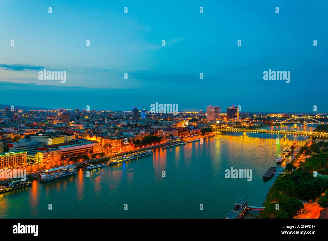 aerial view of danube riverside in Bratislava Stock Photo - Alamy