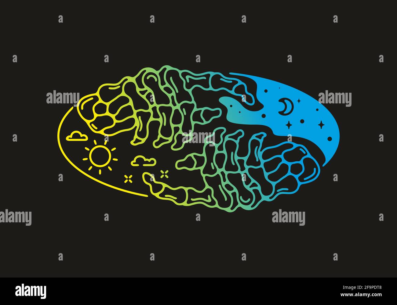 Blue yellow gradient color of two skeleton hand tattoo design Stock ...