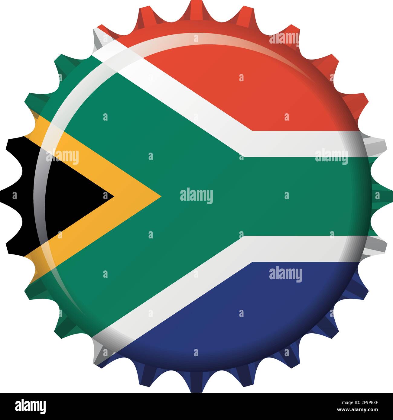 National flag of South Africa on a bottle cap. Vector Illustration ...