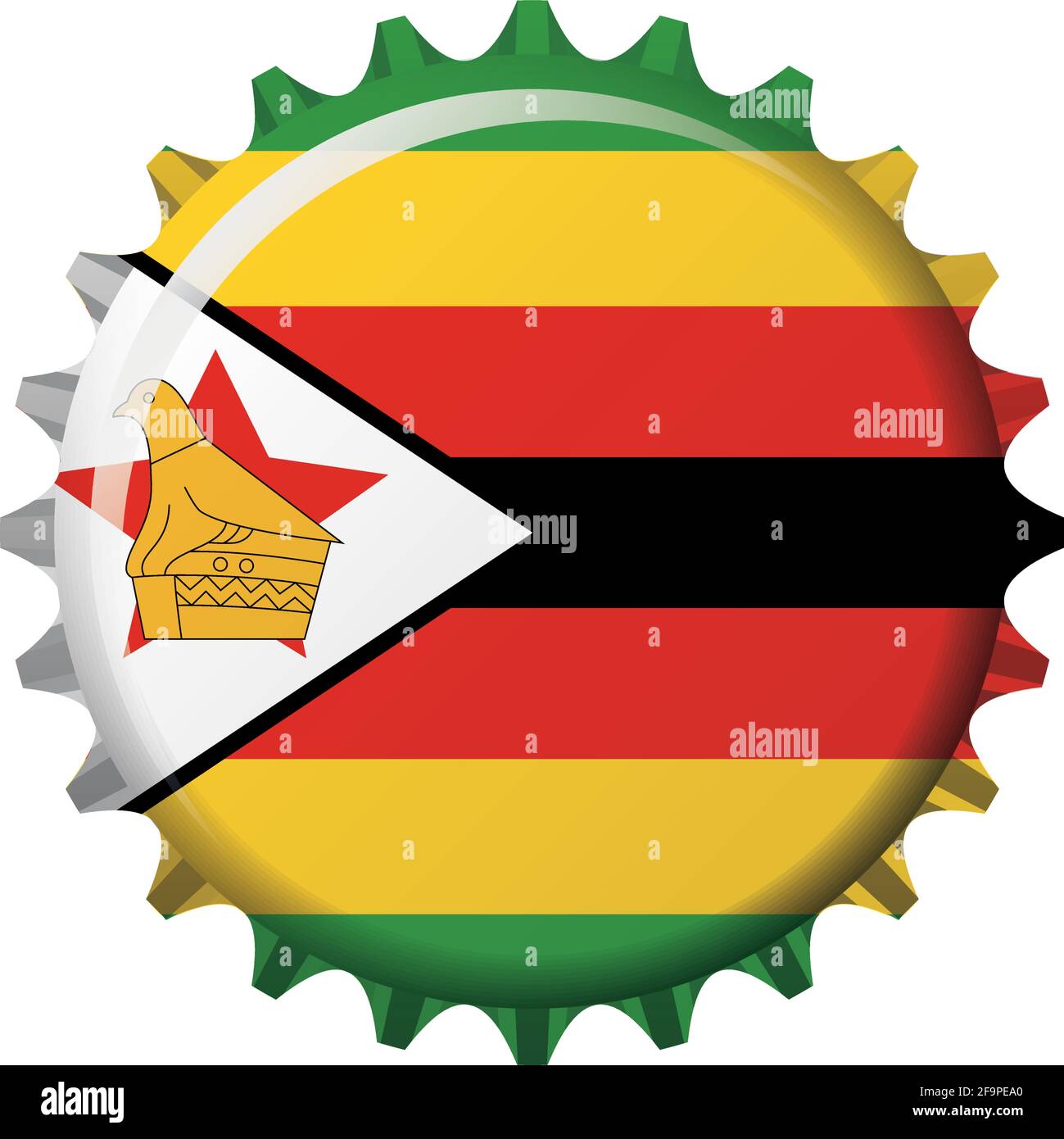 National flag of Zimbabwe on a bottle cap. Vector Illustration Stock ...