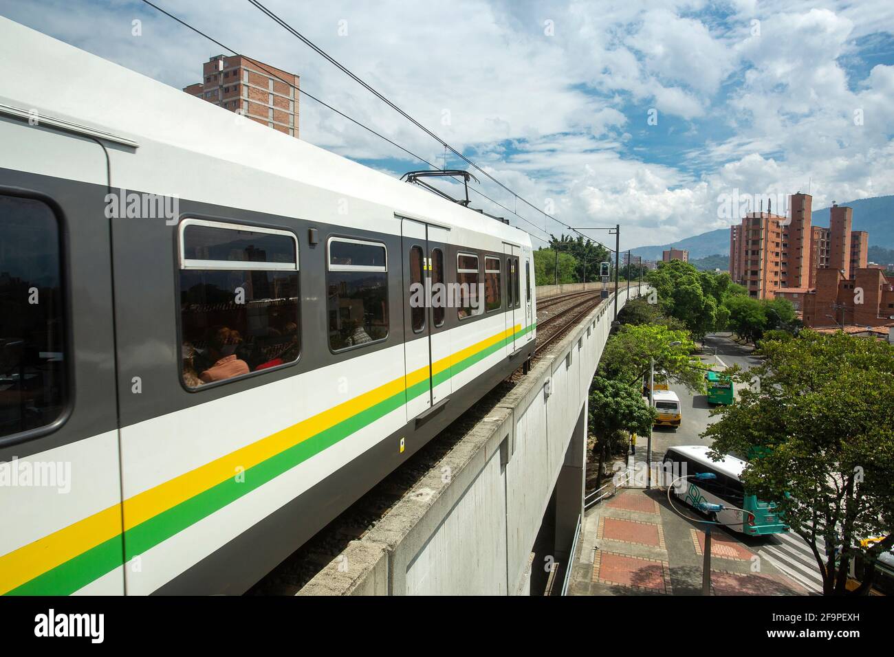 Medellin, Antioquia. Colombia - February 25, 2017. Metro-type mass ...