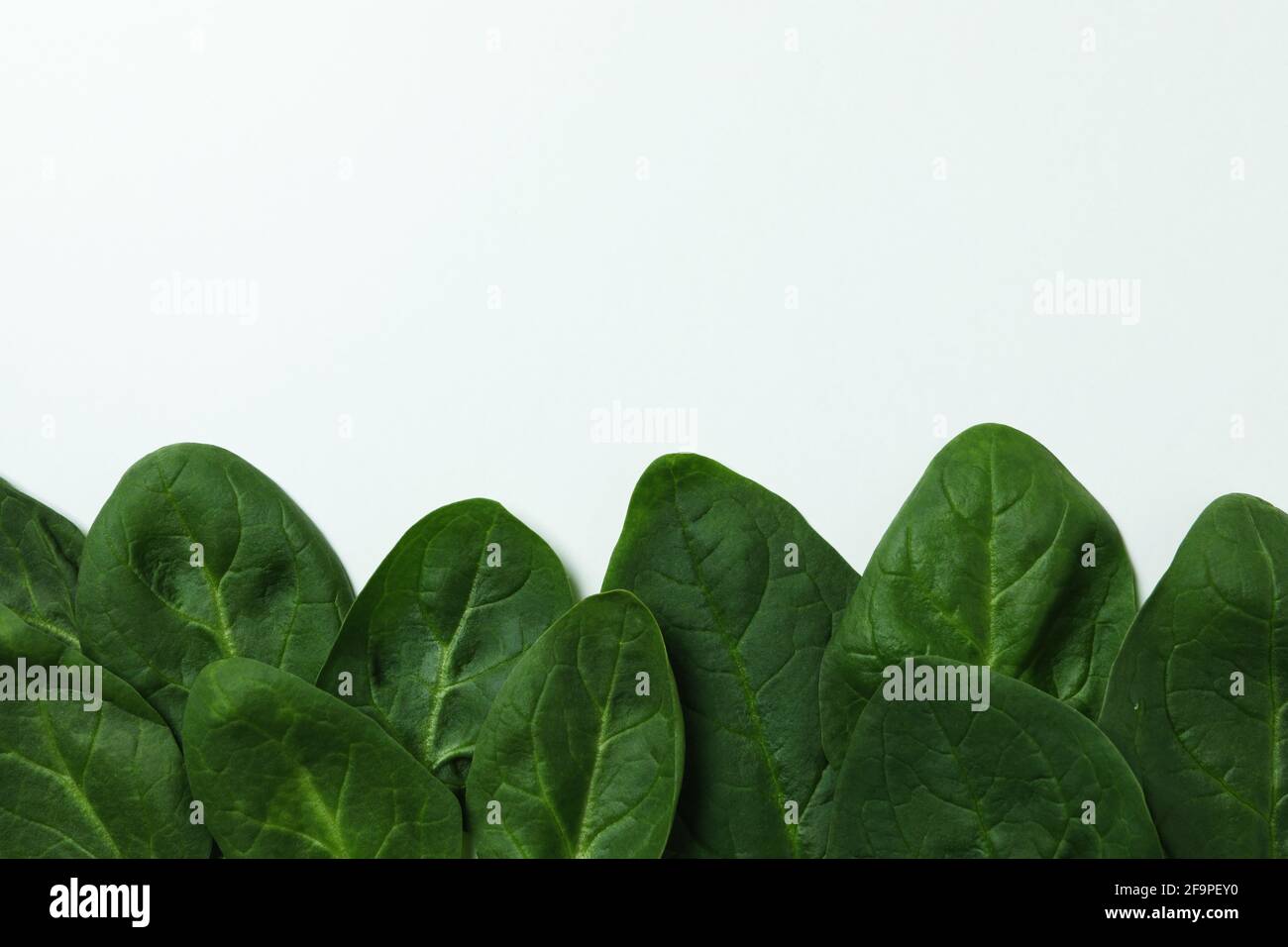 Fresh raw spinach leaves on white background Stock Photo - Alamy
