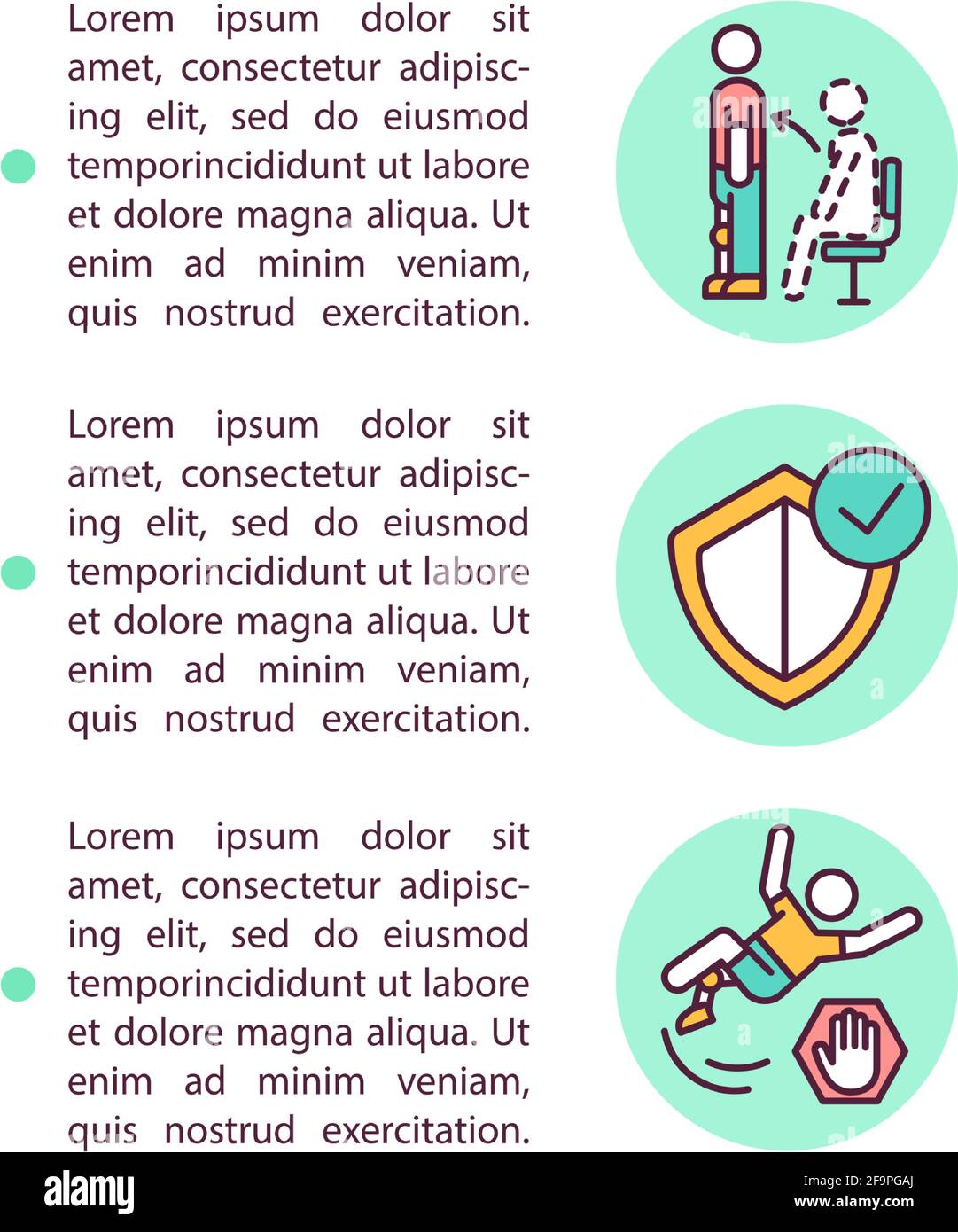 Handling emergencies safely concept line icons with text Stock Vector ...