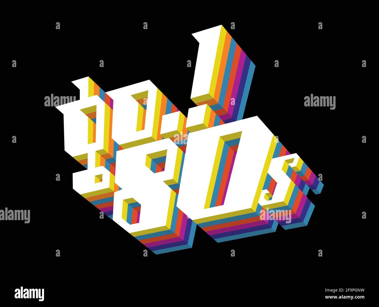 Go 80s hand lettering isolated on black background. Vector print ...