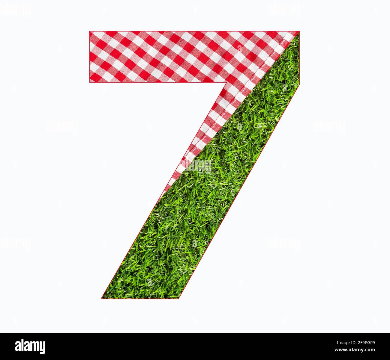 Digital Number 7 - Picnic tablecloth on the grass Stock Photo - Alamy