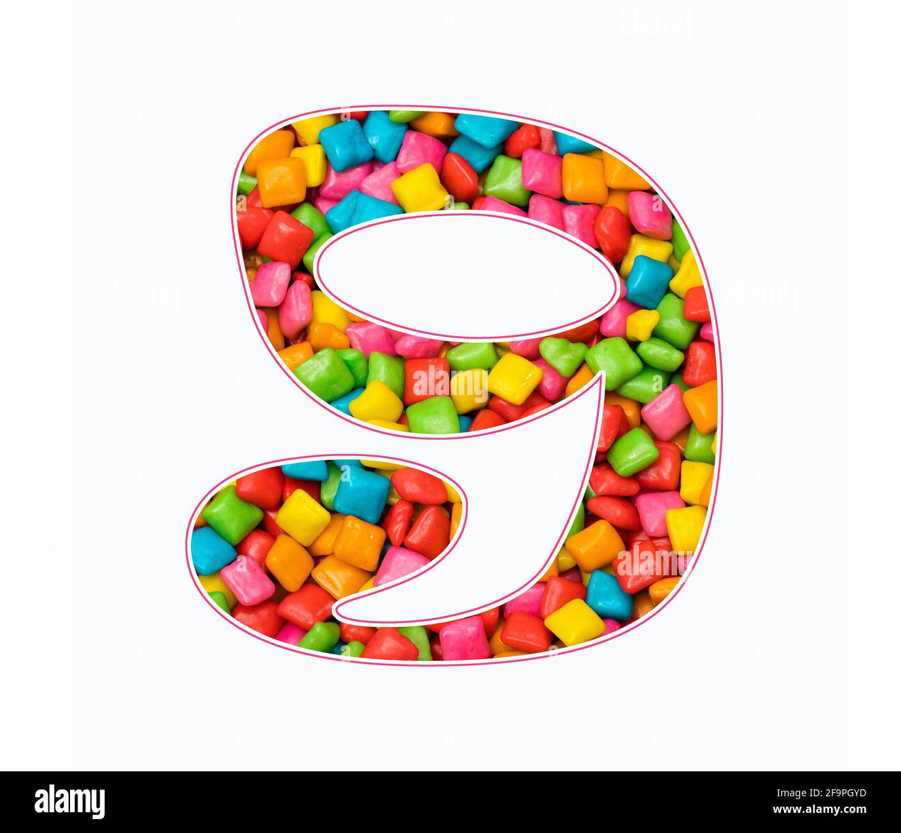 Digital Number 9 - Mini Colored Bubble Gum Stock Photo - Alamy