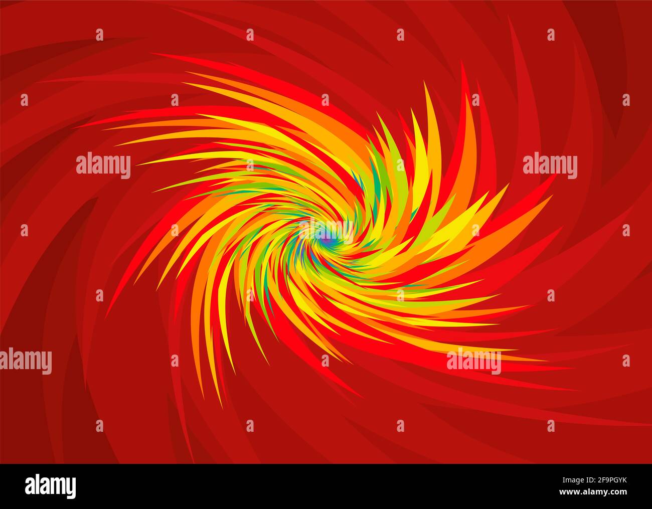 Red spiky peak pattern, wild fire thorn feathers spiral, explosive ...