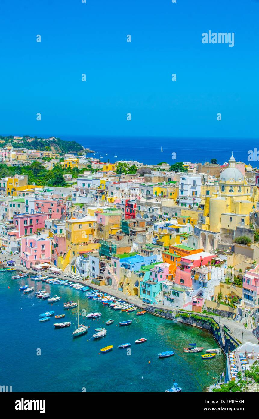 italian island procida is famous for its colorful marina, tiny narrow ...
