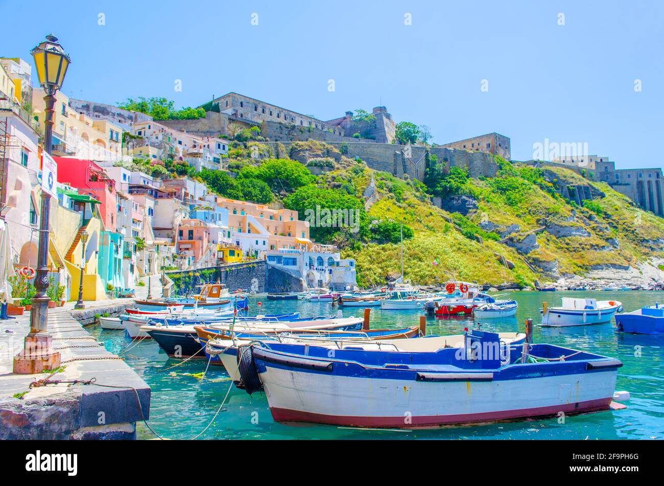 italian island procida is famous for its colorful marina, tiny narrow ...