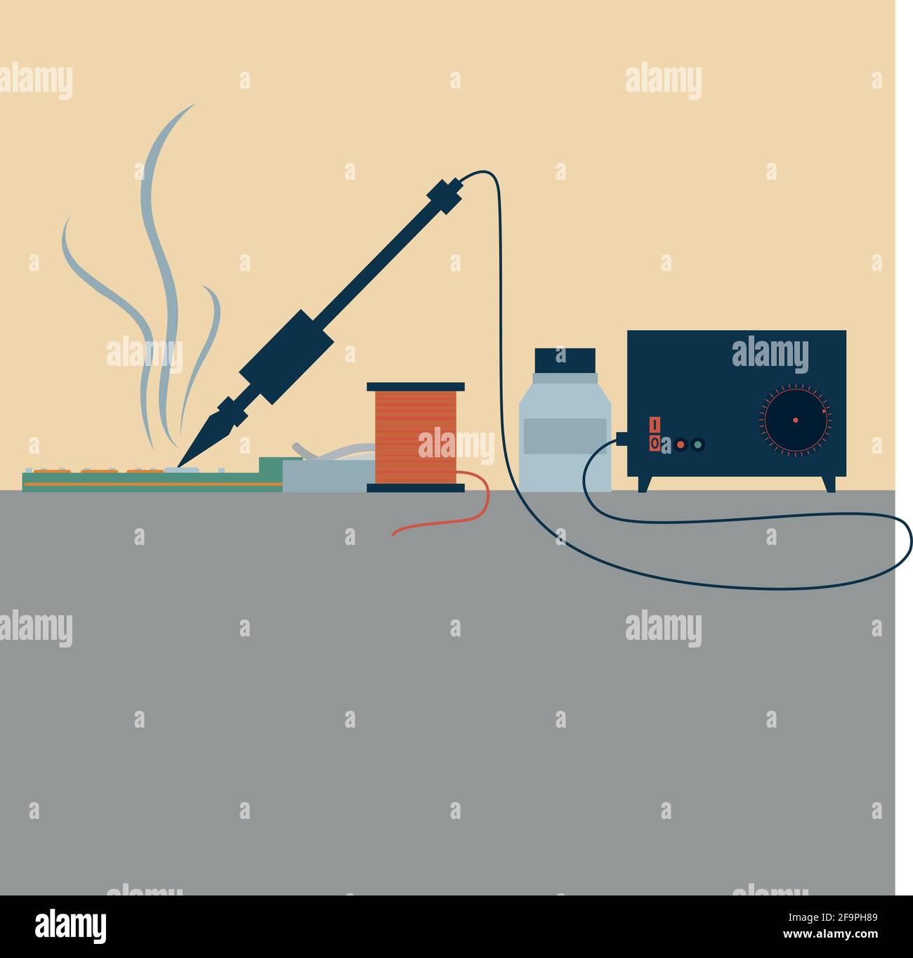 soldering iron and soldering process. flat 2d vector Stock Vector Image ...