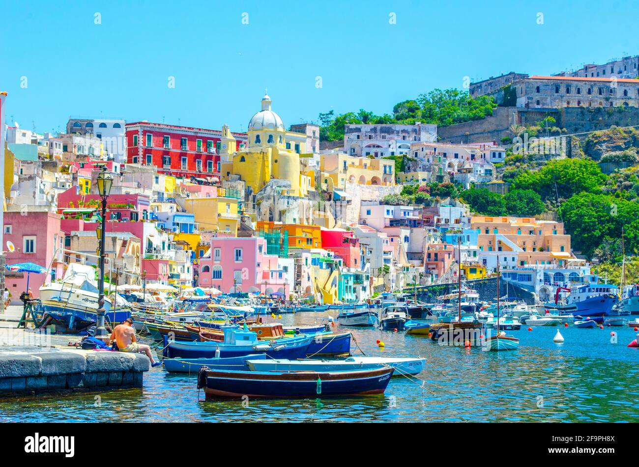 italian island procida is famous for its colorful marina, tiny narrow ...