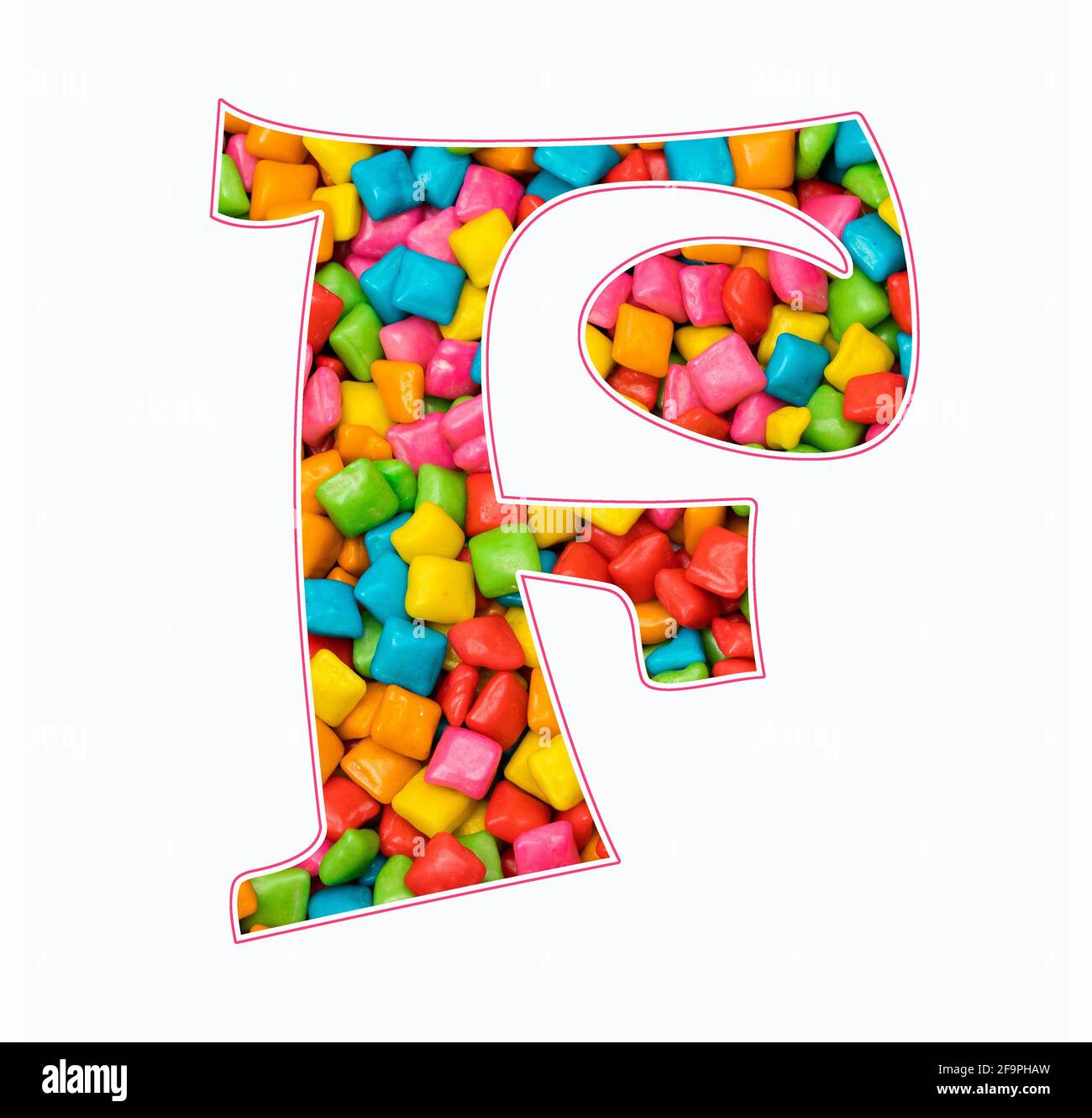 Alphabet letter F - Mini colored gum Stock Photo - Alamy
