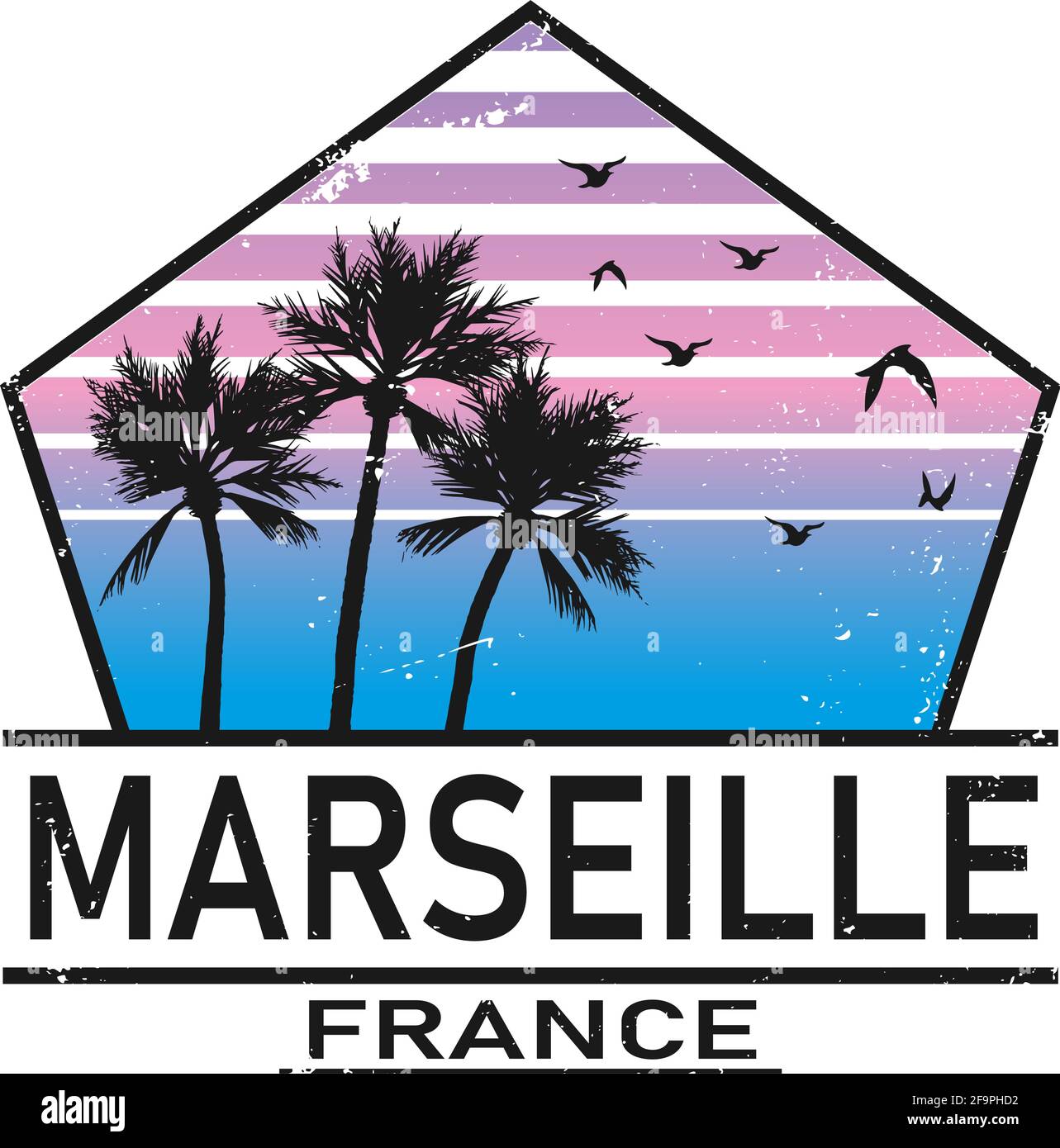 Marseille. City of France. Editable vector logo design Stock Vector ...
