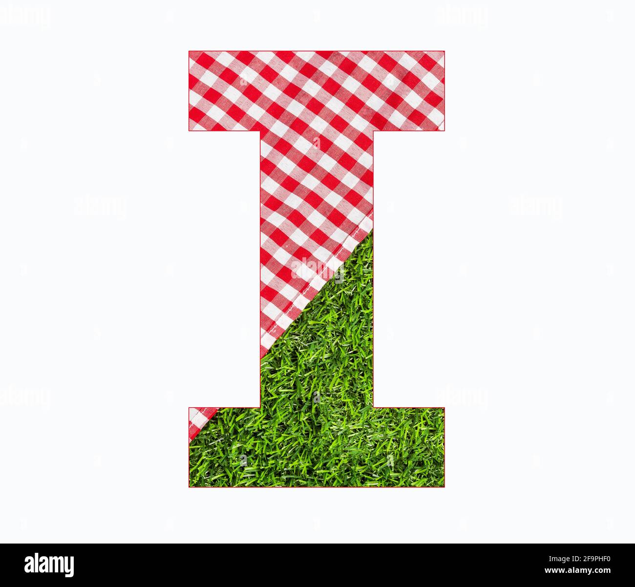 Alphabet Letter I - Picnic Tablecloth on Lawn Stock Photo - Alamy