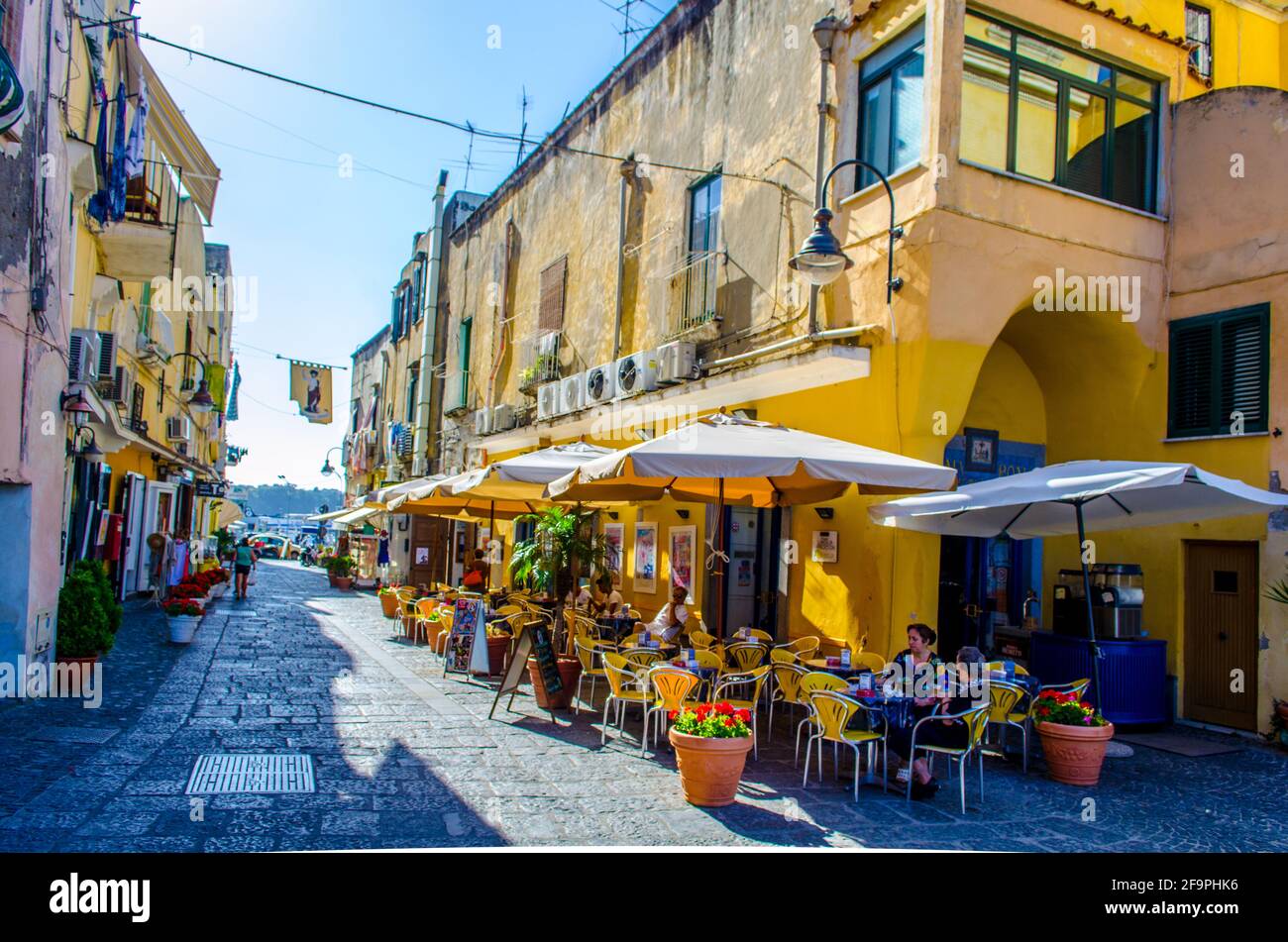 italian island procida is famous for its colorful marina, tiny narrow ...