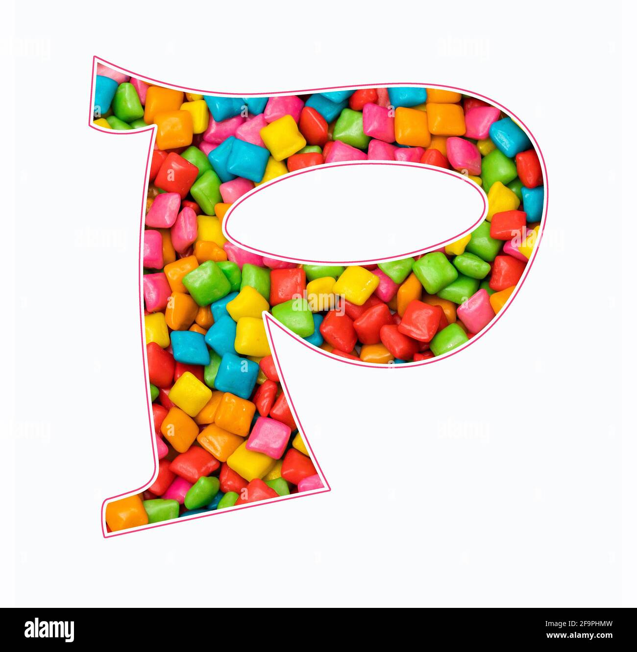 Alphabet letter P - Mini colored gum Stock Photo - Alamy