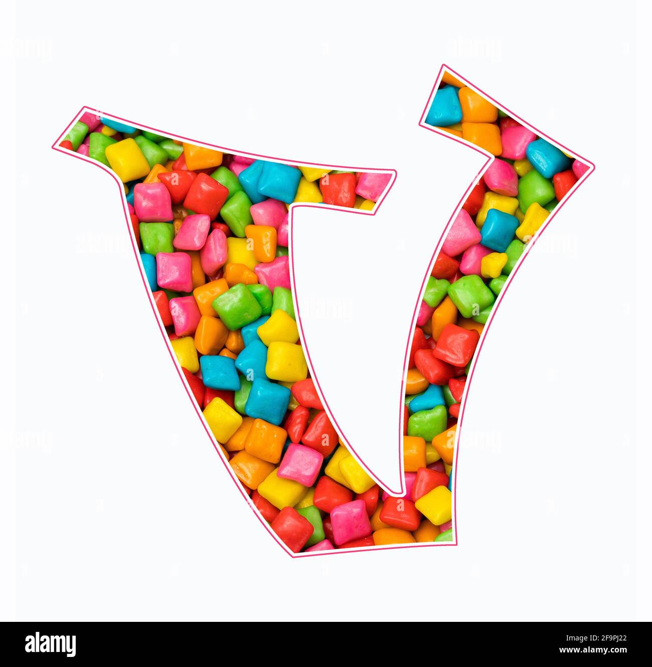 Alphabet letter V - Mini colored gum Stock Photo - Alamy