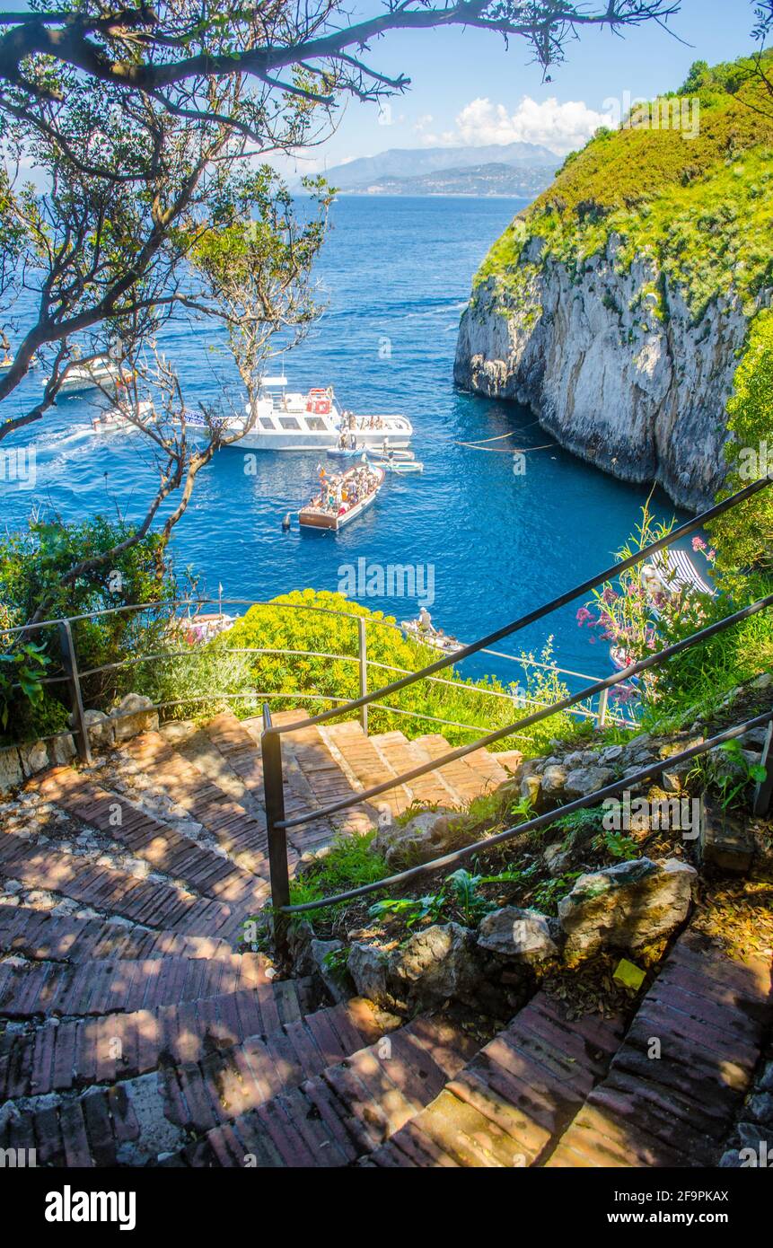 narrow path leading through capri island in the bay of naples Stock ...
