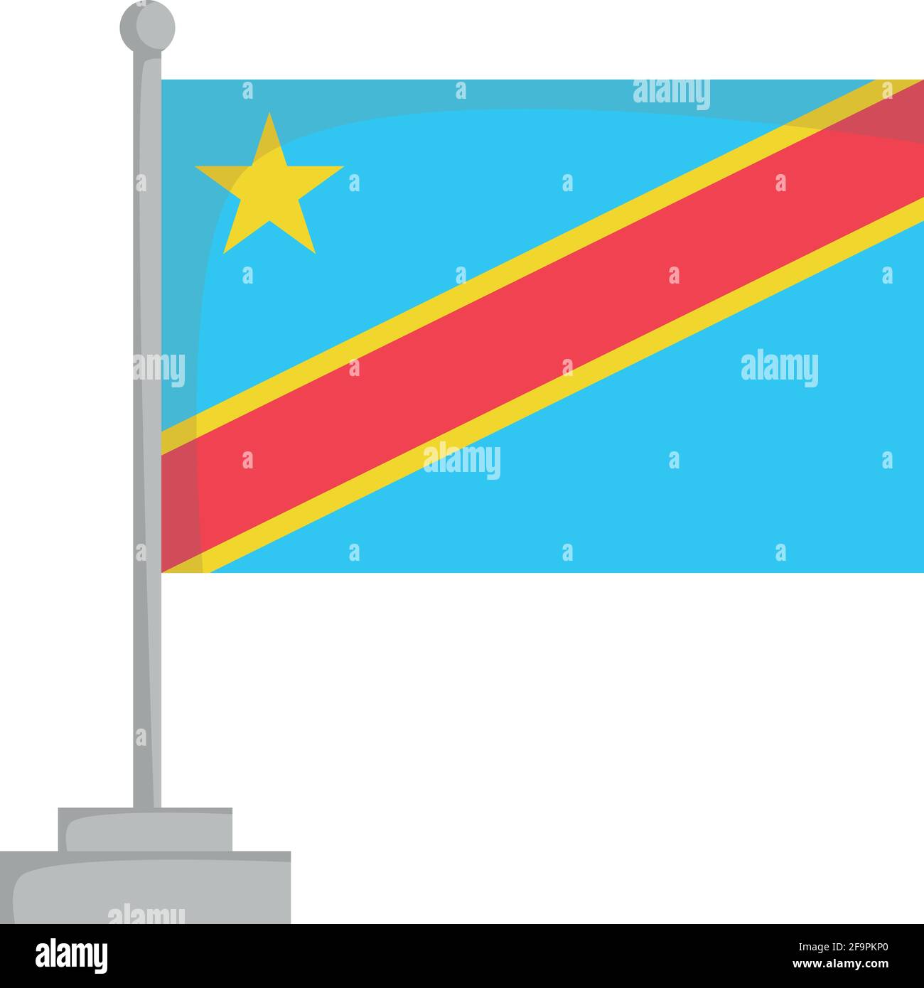 National flag of Democratic Republic of Congo Vector Illustration Stock ...